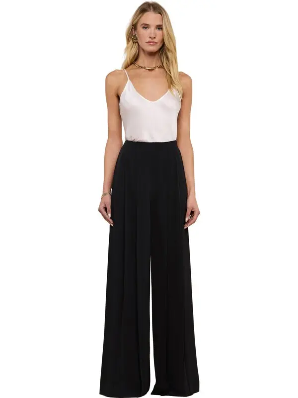 L'Agence Nova Pleated Wide-leg Trousers - Black