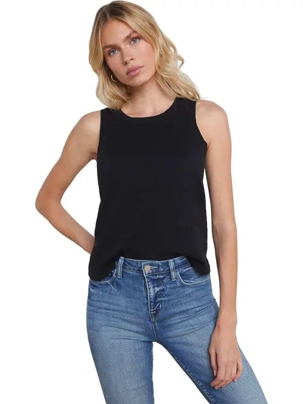L'Agence Mikaela Cotton Tank Top - Black