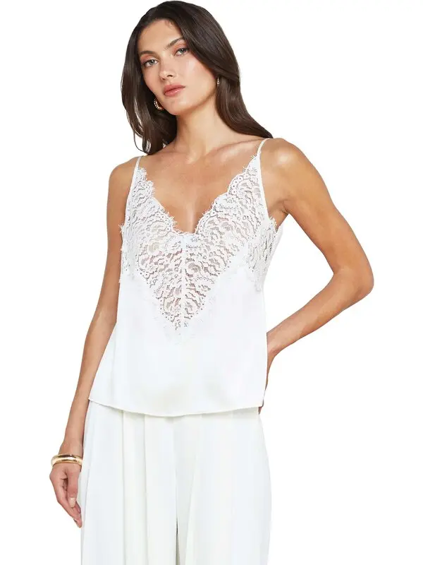 L'Agence Priya Silk Lace Camisole - White