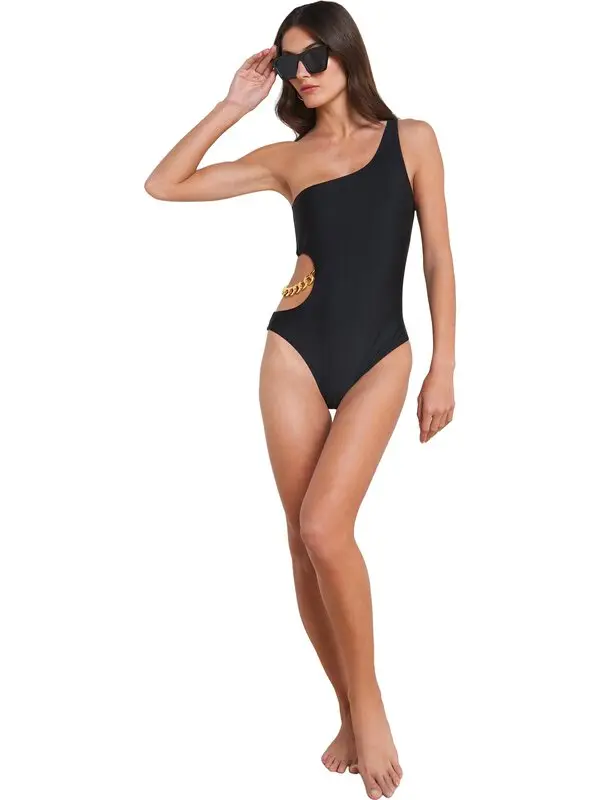 L'Agence Ava Chain One-piece Swimsuit - Black