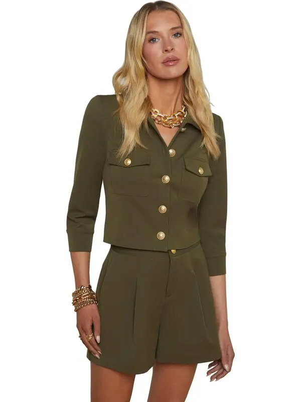 L'Agence Kumi Cropped Jacket - Ivy Green