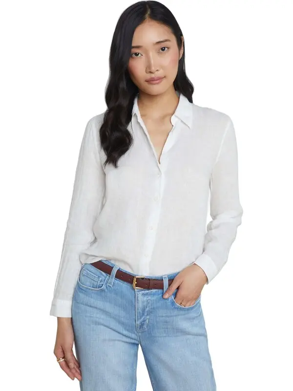 L'Agence Tyler Linen Button-down Blouse - White