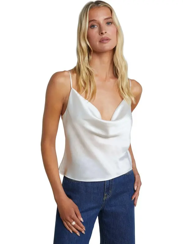 L'Agence Calista Silk Camisole - White