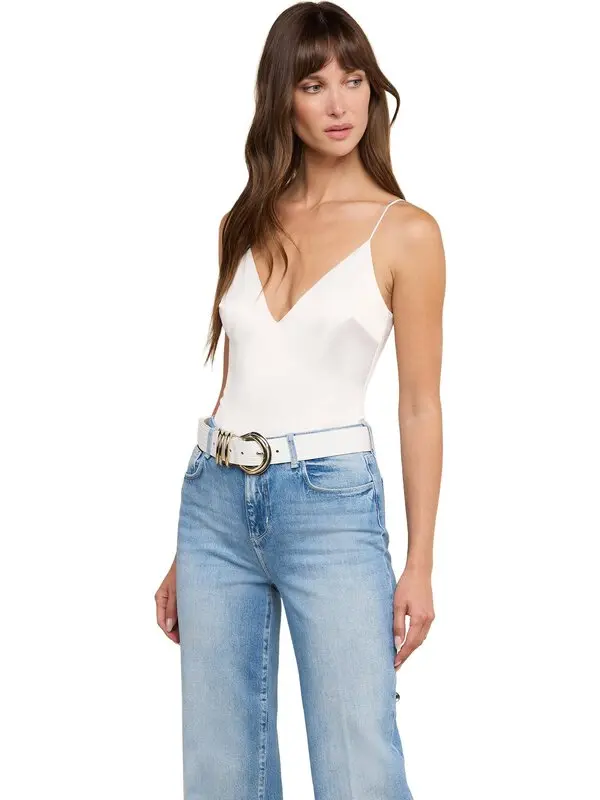 L'Agence Dara Stretch Satin Bodysuit - Ivory