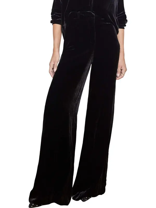 L'Agence Pilar Velvet Wide-leg Pants - Black