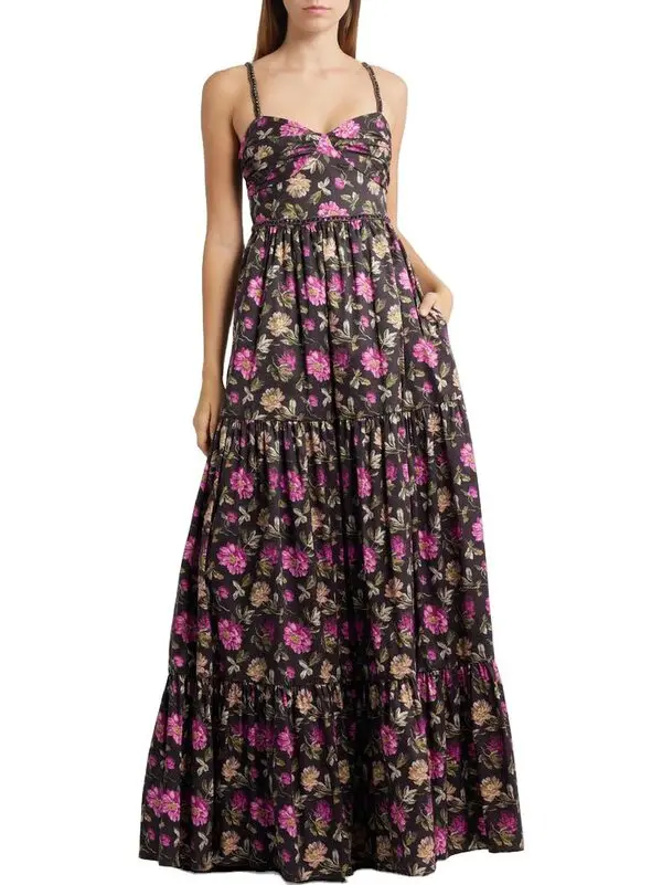 Likely Tessa Floral Maxi Gown - Black Multi