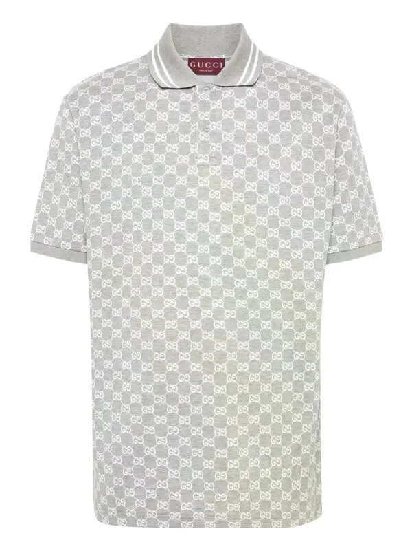 Gucci Gg Jacquard Polo Shirt - Grey