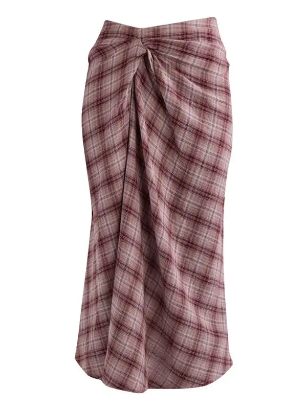 Isabel Marant Nicole Plaid Cotton Midi Skirt - Rosewood