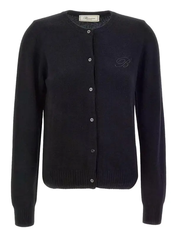 Blumarine Embroidered Logo Button Cardigan - Black