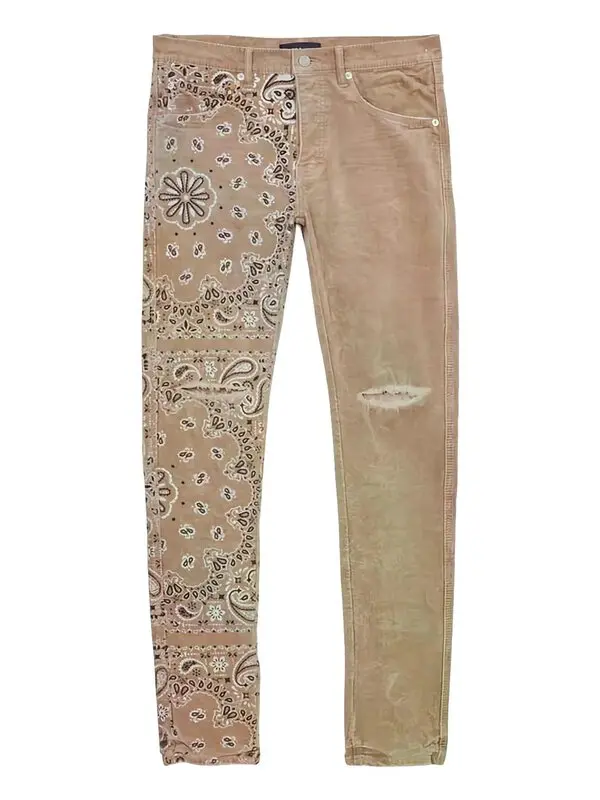 PURPLE BRAND Bandana Print Corduroy Trousers - Neutrals