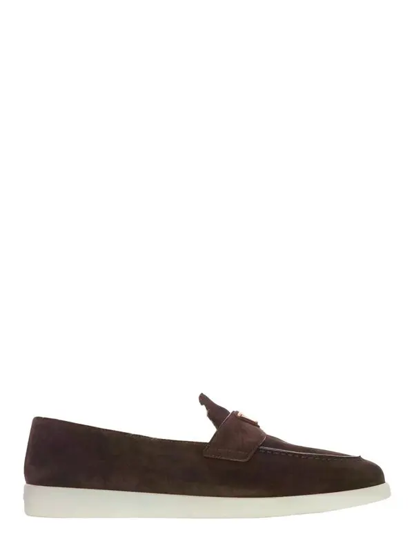 Prada Suede Loafers With Logo Detail - Brown