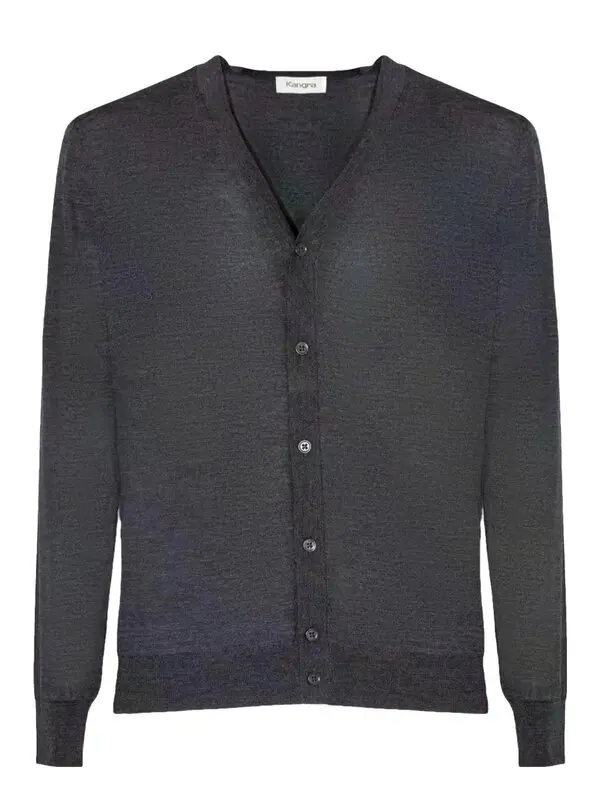 KANGRA V-neck Ribbed-trim Cardigan - Grey