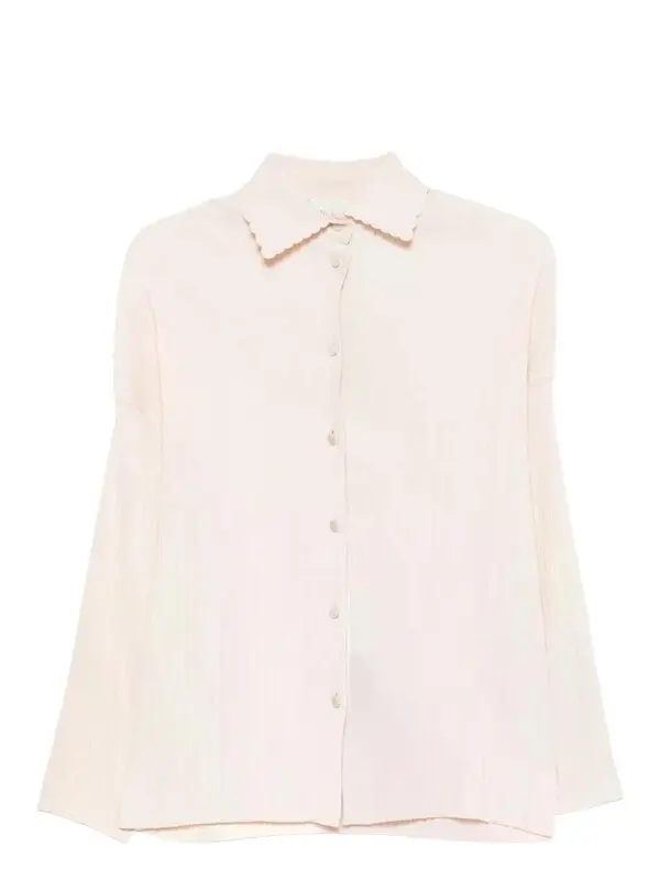 FORTE_FORTE Pleated Scalloped-collar Shirt - Neutrals