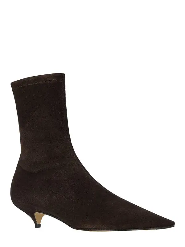 THE ROW Liisa Pointed Toe Bootie - Lacquer Brown
