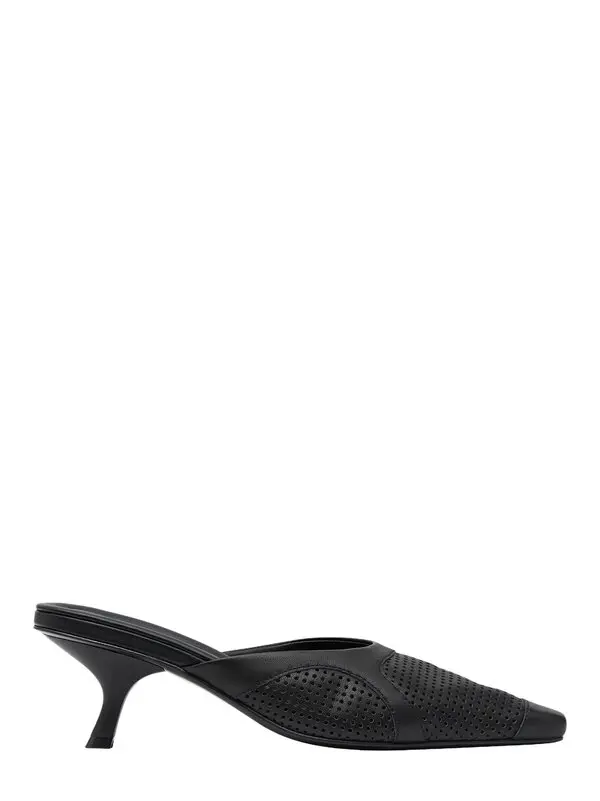 ST AGNI Perforated Leather Heels - Black