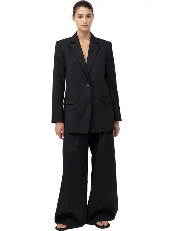 ST AGNI Split Back Blazer - Black Pinstripe