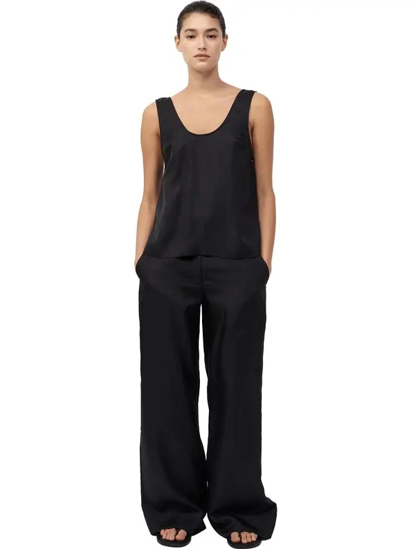 ST AGNI Silk Twill Pants - Black