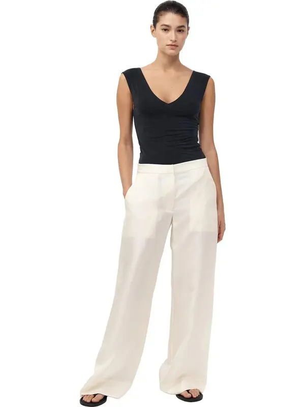 ST. AGNI Silk Twill Trousers - Milk