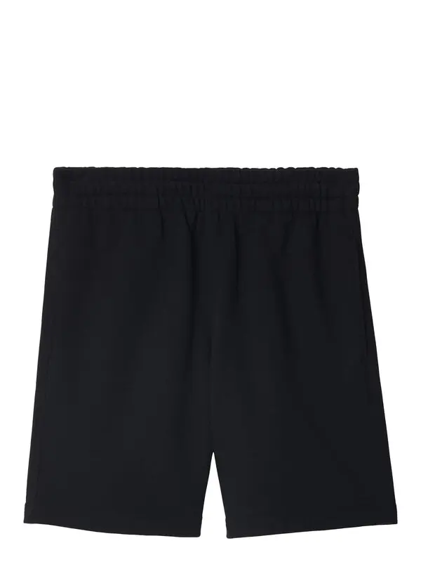 Burberry Cotton Check Label Relaxed Shorts - Black