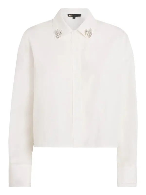 Maje Embellished Cotton Shirt - White