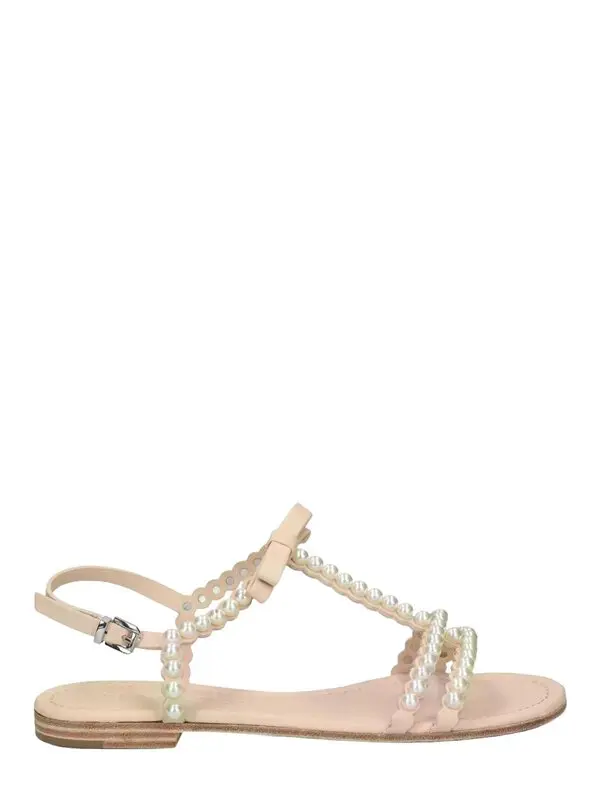 KENNEL&SCHMENGER Elle Pearl-embellished Bow Sandals - Neutrals