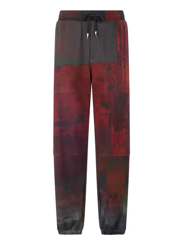 Roberto Cavalli Drawstring Paint-splatter Trousers - Red