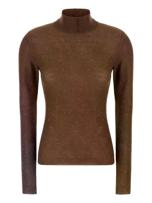 Fabiana Filippi Turtleneck Sequin-embellished Sweater - Brown