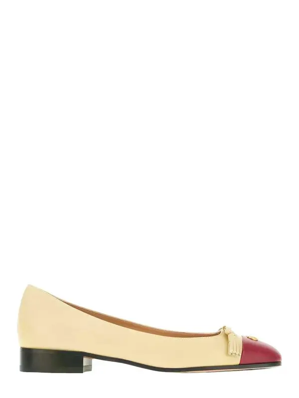 Valentino Garavani Leather Flat Pumps With Tassel Embellishments - Neutrals