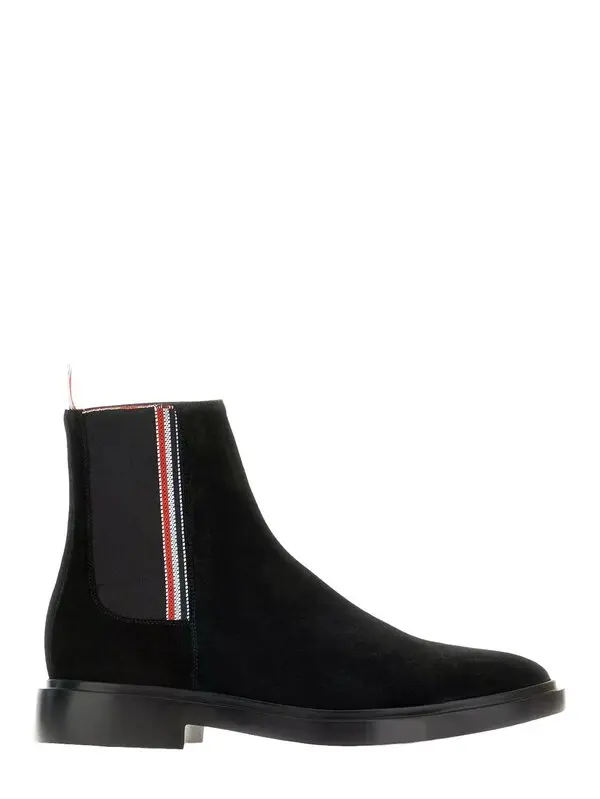 Thom Browne Elastic-panel Suede Boots - Black