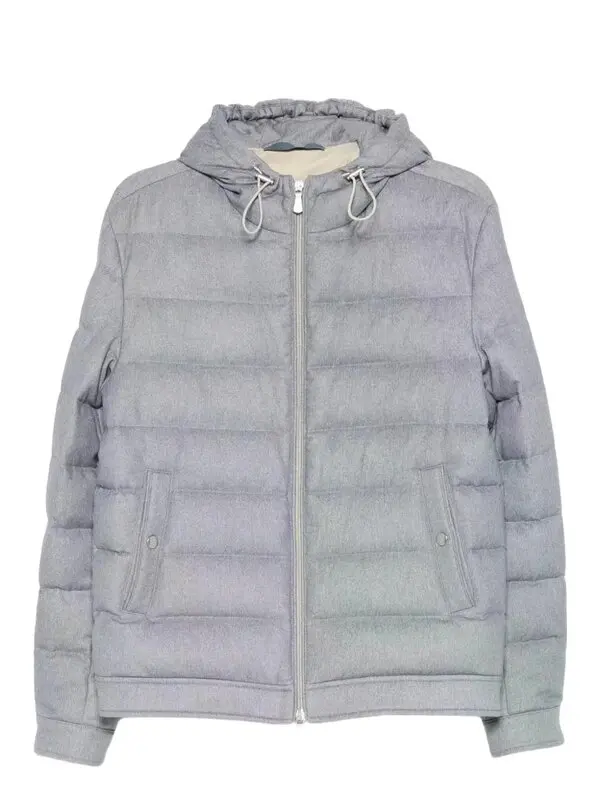 Eleventy Quilted Hooded Jacket - Blue