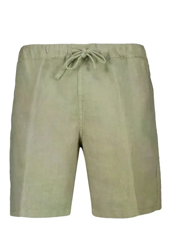 120% Lino Elasticated-waist Linen Deck Shorts - Green