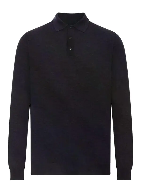 ZANONE Long-sleeve Polo Shirt - Black