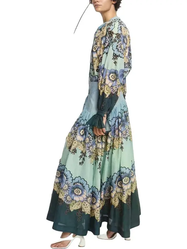 ALEMAIS Madalena Floral-print Maxi Skirt - Blue