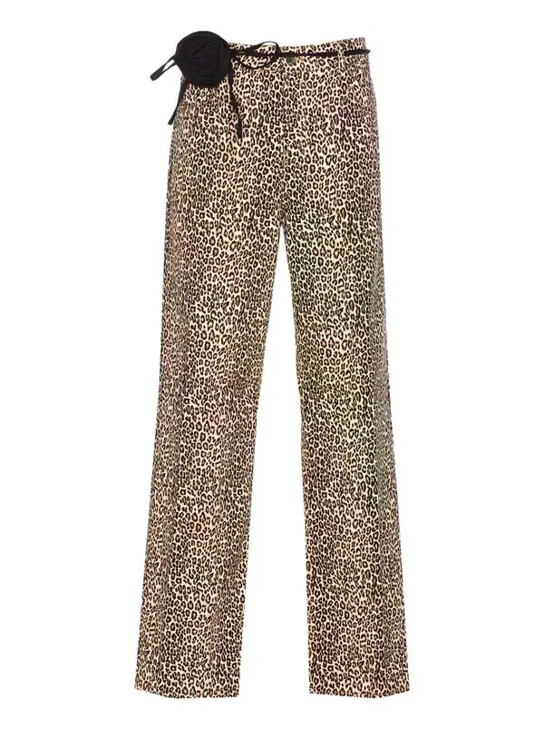 Liu Jo Leopard-print Jeans With Rose Detail - Brown