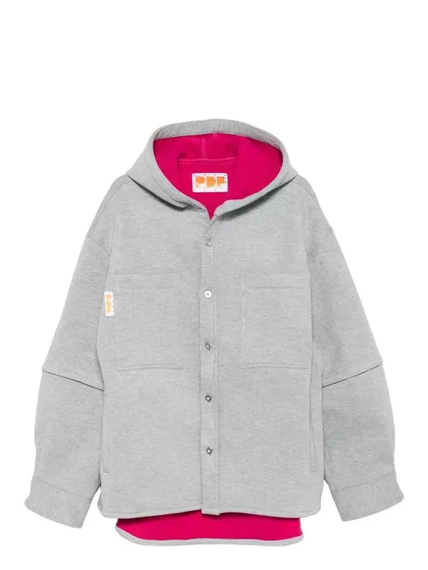 PDF Hooded Jacket With Logo Detail - Grey