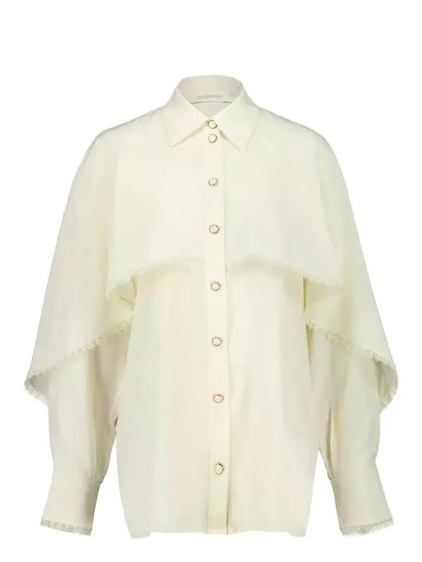 Zimmermann Lace-trimmed Cape Blouse - Neutrals