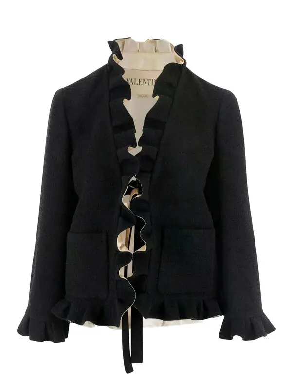 Valentino Garavani Ruffle Detailed Jacket - Black
