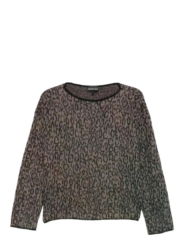 Emporio Armani Leopard-print Crew-neck Sweater - Brown