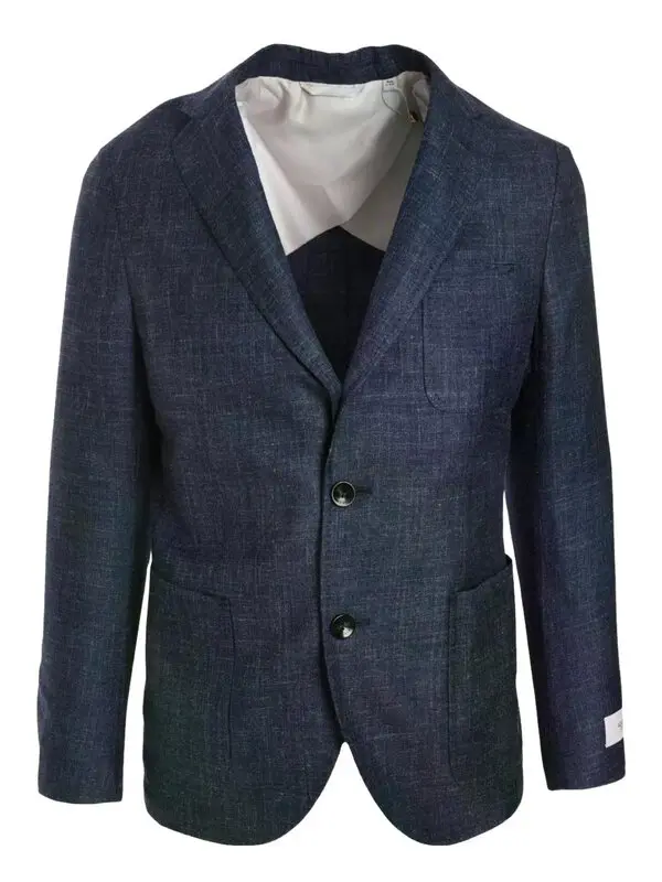Agnona Linen Single-breasted Blazer - Blue
