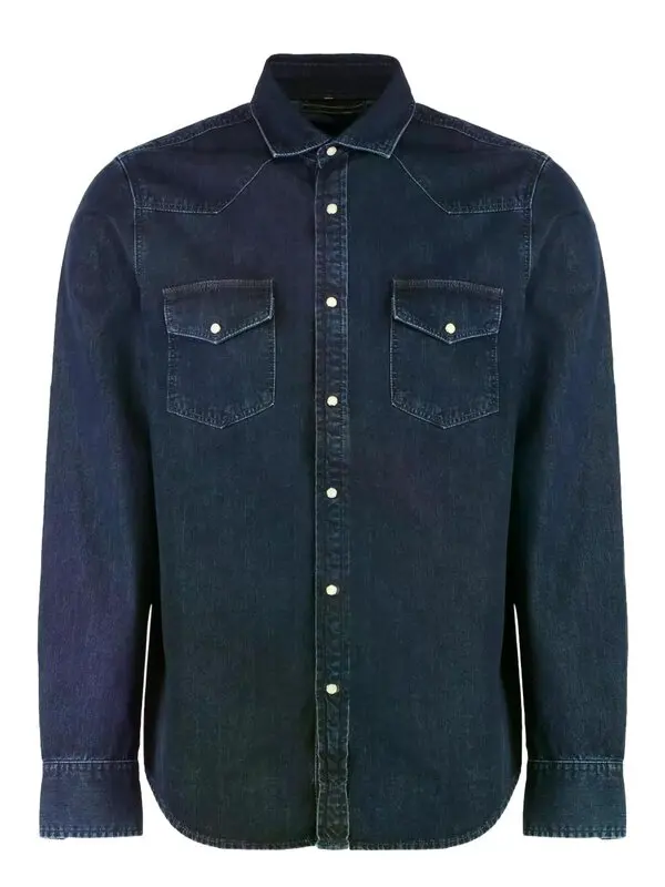 MOORER Denim Flap-pocket Shirt - Blue