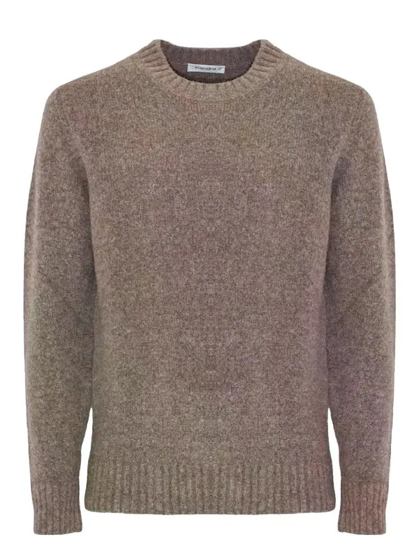 KANGRA Ribbed-trim Crew-neck Sweater - Brown