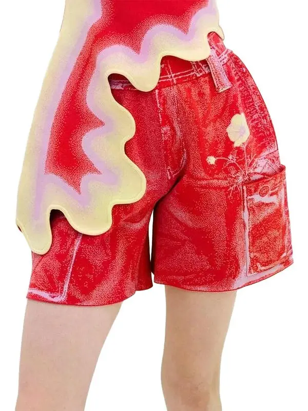 Ph5 Fake-cargo-print Shorts - Red
