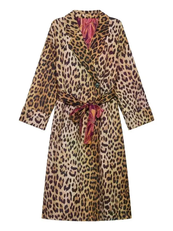 Malìparmi Leopard Print Belted Coat - Brown
