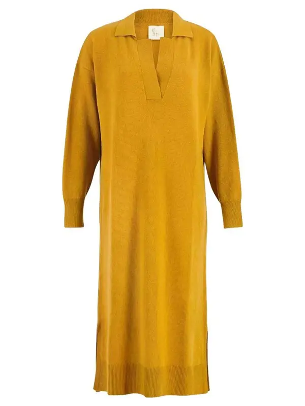 PAULA V-neck Midi Dress - Yellow