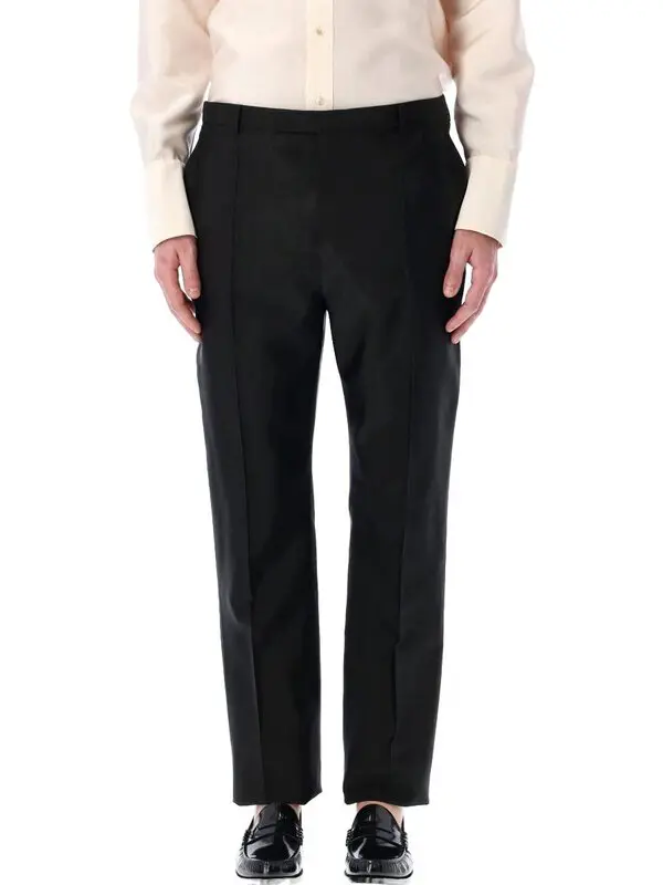 Saint Laurent High Waisted Straight Leg Pants - Black