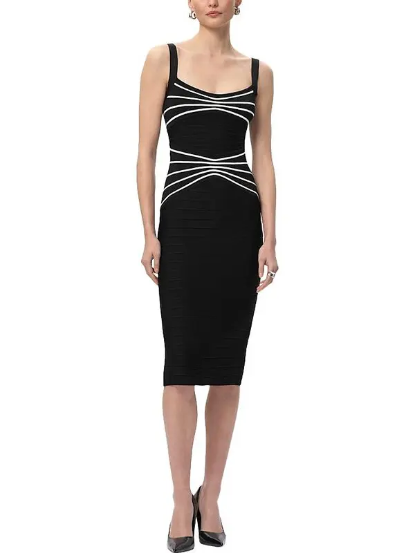 Herve Leger Dakota Midi Dress - Black Alabaster