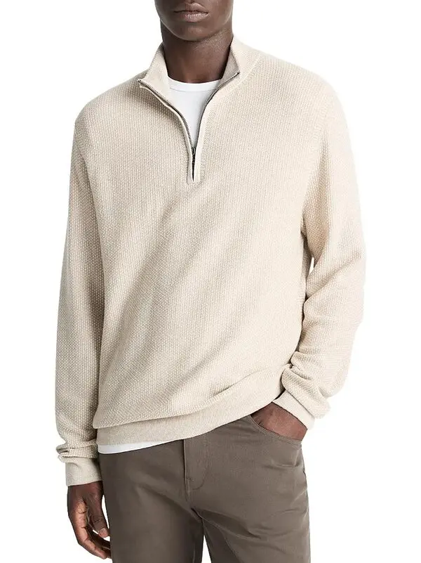 Vince Geo Jacquard Quarter Zip Sweater - British Khaki