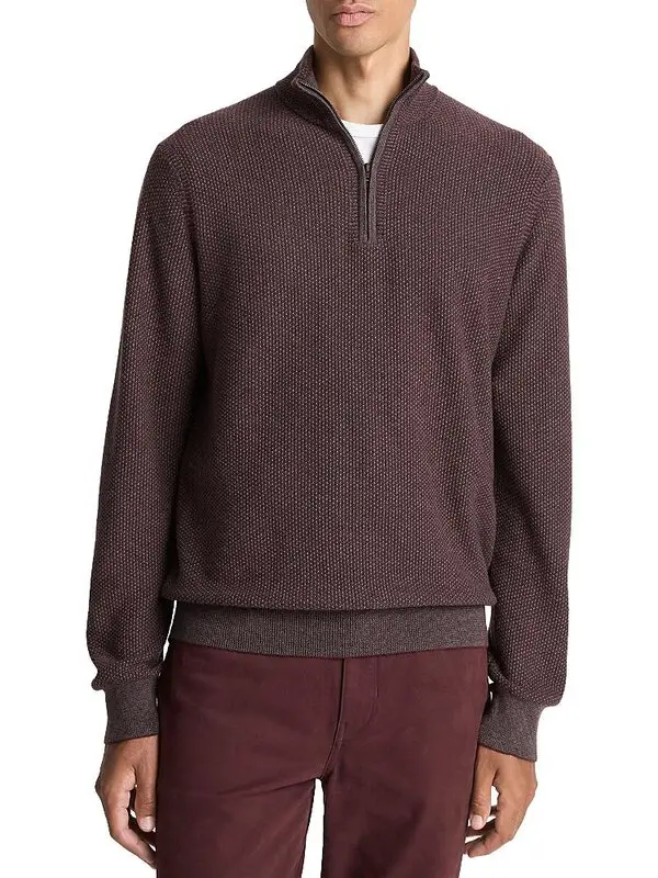 Vince Geo Jacquard Quarter Zip Sweater - Port