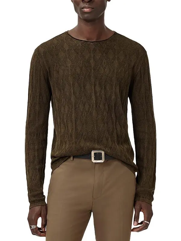 John Varvatos Brycen Argyle Texture Sweater - Teakwood
