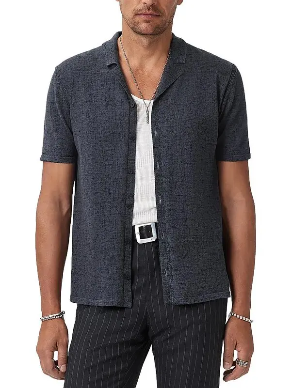 John Varvatos Nayeem Camp Collar Shirt - Charcoal Heather